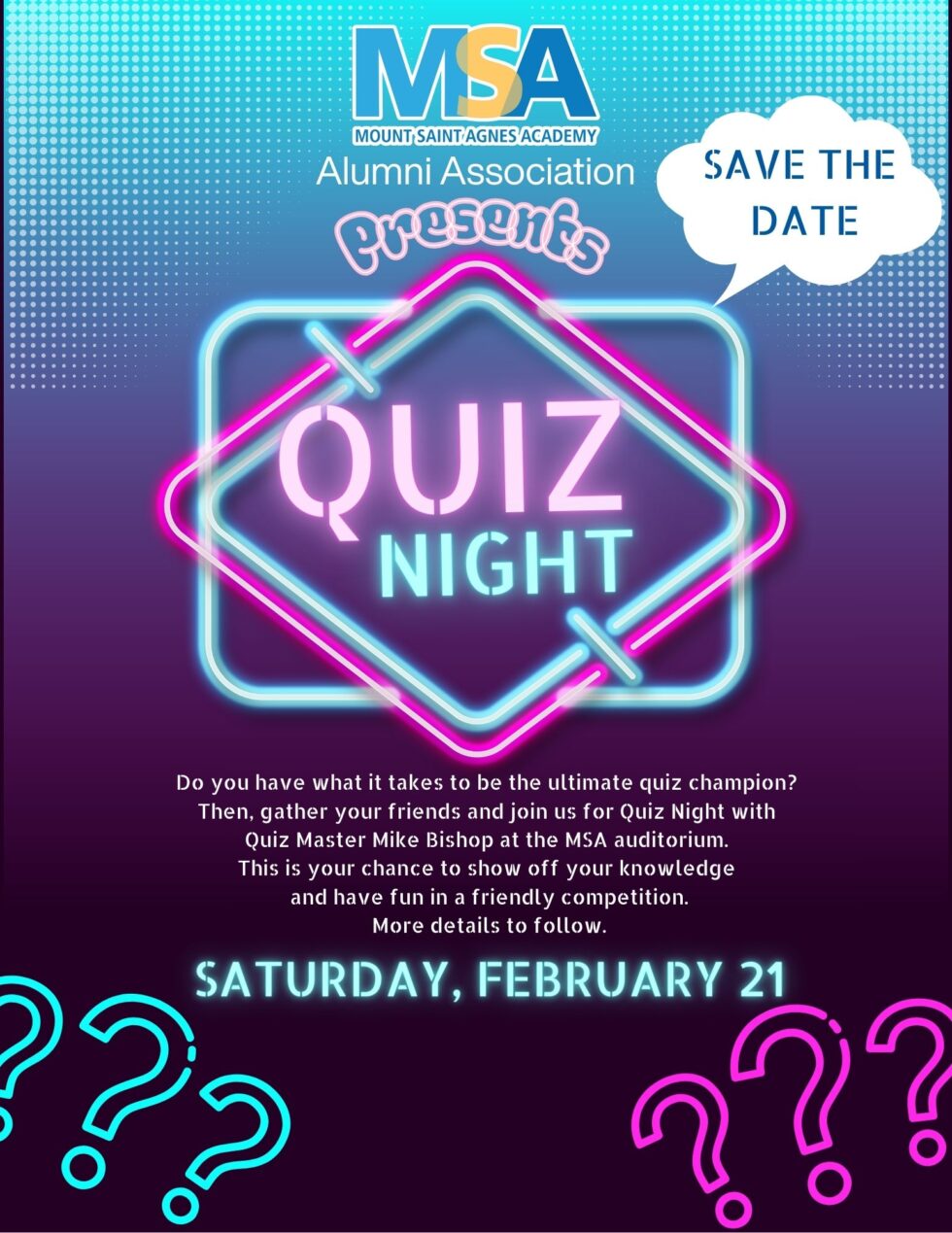 MSA Alumni Quiz Night | Mount St. Agnes